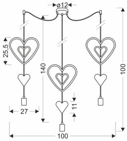 Dětský lustr na lanku TRIO 3xE27/20W/230V růžová/bílá/šedá