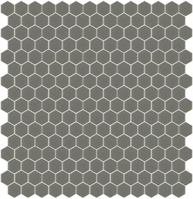 Hisbalit Skleněná mozaika šedá Mozaika 106A SATINATO hexagony 2,3x2,6 (33,33x33,33) cm - HEX106ALH