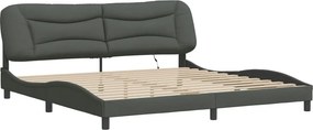 Rám postele s LED bez matrace Hvar Tmavě šedá 200x200 cm Látka 3213726