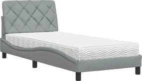 Postel s matrací světle šedá 90 x 200 cm textil 3310713