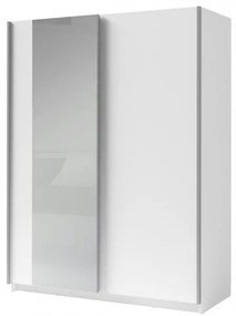 Sconto Šatní skříň se zrcadlem SPLIT bílá, šířka 150 cm