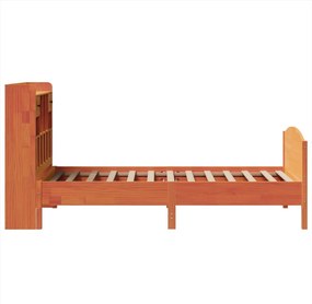 Postel s knihovnou bez matrace hnědá 100x200 cm masiv borovice 3323160
