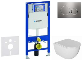 Geberit Duofix - Set předstěnové instalace, klozetu Oudee a sedátka softclose, tlačítko Sigma20, nerez SANI11CA6101