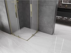 Mexen Velar L Duo, sprchový kout s posuvnými dveřmi 90 x 90 cm, 8mm sklo námraza, zlatá lesklá, 871-090-090-02-33-50