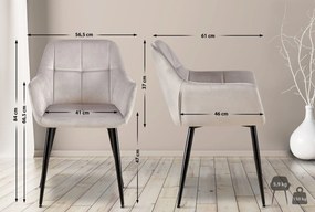 Sada 2 jídelních židlí Emia samet – světle šedá