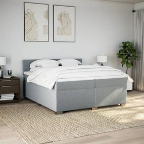 Box spring postel s matrací světle šedá 200 x 200 cm textil 3285995