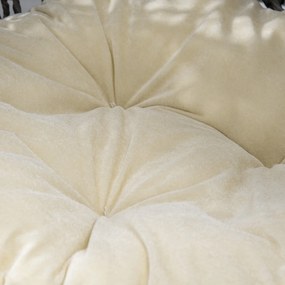 PawHut ratanový domeček pro kočky Elegantní kočičí jeskyně s polštářem, vyvýšené nohy, stříbrně šedá, Ø52x58cm| Aosom