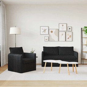 Set pohovek 2 ks Černá Textil 3407569