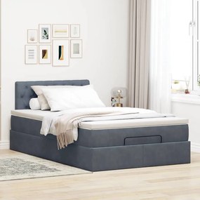 Osmanský rám postele s matrací tmavě šedá 120x200cm samet 3312687