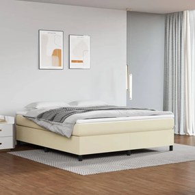 vidaXL Box spring postel krémová 180 x 200 cm umělá kůže