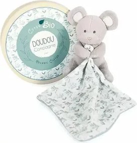Doudou Dárková sada - Plyšová myška s dečkou z BIO bavlny 15 cm zeleno