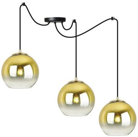 Závěsné svítidlo Bergen Gold Spider, 3x zlaté/transparentní skleněné stínítko (fi 15cm)