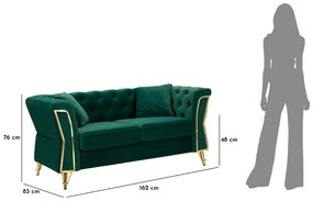Designová pohovka Washakie 162 cm zelená / zlatá