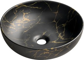 Sapho Sapho, RONDANE keramické umyvadlo na desku, průměr 41cm, mramor portoro, AR435PT