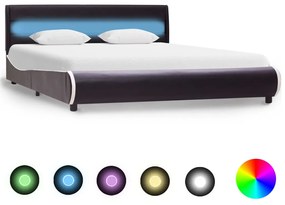 Rám postele s LED světlem černý umělá kůže 160 x 200 cm