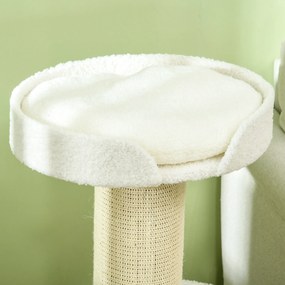 PawHut Kočičí škrabací strom Výška 91 cm 3-podlažní kočičí věž s odpočinkovou platformou a sisalovým sloupem 45x45x91 cm Krémová