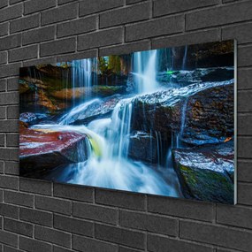 Obraz na skle Skály Vodopád Řeka Příroda 120x60 cm