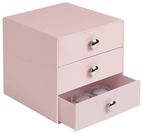 Růžový 3patrový organizér se šuplíky iDesign, 16,5 x 16,5 cm