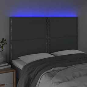 Čelo postele s LED tmavě šedé 144x5x118/128 cm textil 3122283