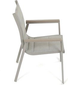 Zahradní židle FIORETTA - béžový textil, béžový hliník, dub