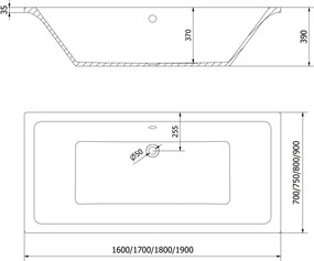 Mexen Cube obdélníková vana 180 x 80 cm, bílá - 55051808000