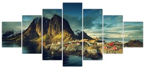 Obraz rybářské vesnice v Norsku (210x100 cm)