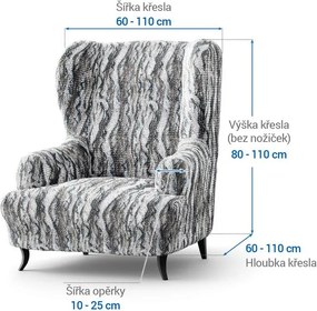 Bielastické potahy OCEANO NOVÉ šedo-modré křeslo ušák (š. 60 - 110 cm)