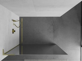 Mexen Kioto L, sprchová zástěna Walk-In 70 x 200 cm, 8mm sklo vzor zrcadlo, zlatý matný profil, 800-070-103-55-50