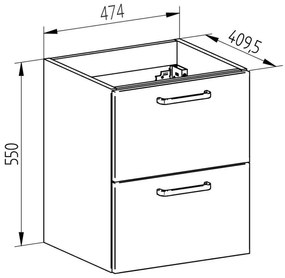 Mereo Mereo, Leny, koupelnová skříňka s keramickým umyvadlem 50 cm, bílá, nové madlo, MER-CN810N