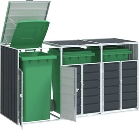 vidaXL Box na 3 popelnice 216 x 81 x 115 cm ocel [4006182] Barva: antracitová