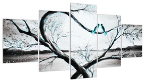Obraz dvou ptáků na stromě (150x80 cm)