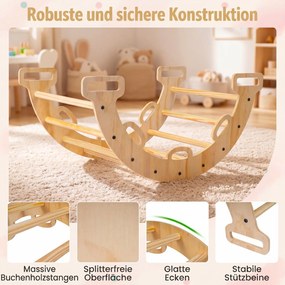Costway Lezecký oblouk dřevěný Montessori lezecký rocker s měkkým polštářem