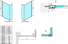Polysan Modular Shower MS2A-100 stěna 100 cm k instalaci na zeď pro připojení pevného panelu