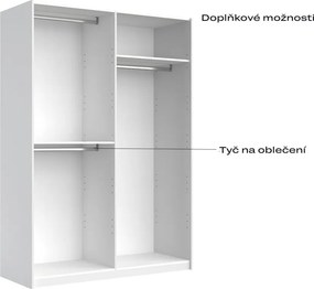 Skříň s posuvnými dveřmi 1,5x2,1m (Dveře Lesklé Bílé), série N Family