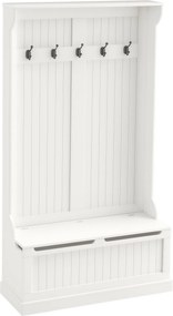 HOMCOM věšák na kabáty s botníkem a lavičkou do předsíně, s 5 háčky a úložným prostorem, 96x34x179,7cm, slonová kost | Aosom