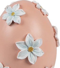 Dekorace růžové vajíčko s bílými květy - Ø 11*13 cm