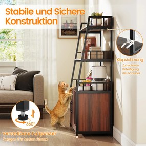Costway Skříň pro kočky s nabíjecí stanicí na knihy 3 rovná – 80 × 40 × 132 cm