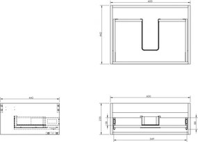 Mexen Box-A, závěsná skříňka 60 cm, 1 zásuvka, ořech, 91AX0-0600-235-1-86