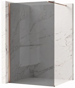 Bezrámová sprchová zástěna REA FLEXI BRUSH COPPER 110 cm, měď kartáčovaná/šedá kouřová - bez vaničky