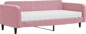 Válenda s matrací růžová 100 x 200 cm samet 3197049