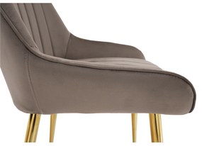 Jídelní židle LUXURY - látka Velvet, zlatý chrom / šedohnědá Taupe