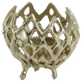 Zlatý antik kovový děrovaný svícen Siam S - Ø10 * 9 cm