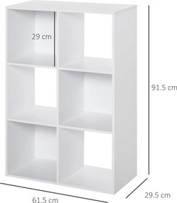 HOMCOM Knihovna Cube s 6 policemi, Organizér pro úložný prostor v rustikálním designu, Moderní dřevěná knihovna pro dětský pokoj, pracovnu, kancelář,…