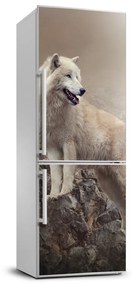 Wallmuralia Nálepka fototapeta lednička Vlk na skále 60x180 cm