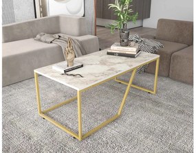 Designový konferenční stolek Waiola 120 cm bílý mramor / zlatý