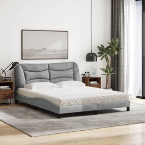 Postel s matrací Hvar světle šedá 160 x 200 cm textil 3208541