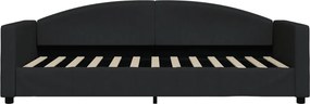 Válenda s přistýlkou a zásuvkami černá 90 x 200 cm textil 3197226