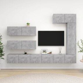 7dílný set TV skříněk betonově šedý kompozitní dřevo 3079137