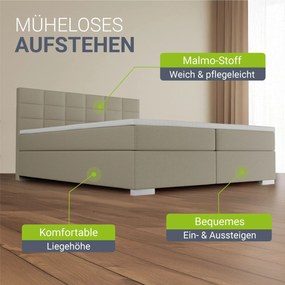 Juskys Postel boxspring Seattle s látkovým potahem Malmo Barva: světle šedá