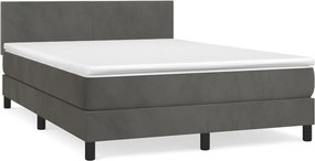 Box spring postel s matrací tmavě šedý 140 x 190 cm samet 3141180